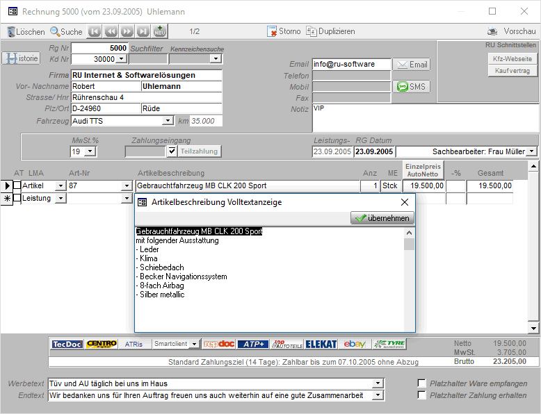 Werkstattsoftware, Kfz Software,- Werkstatt- Rechnungs-programm